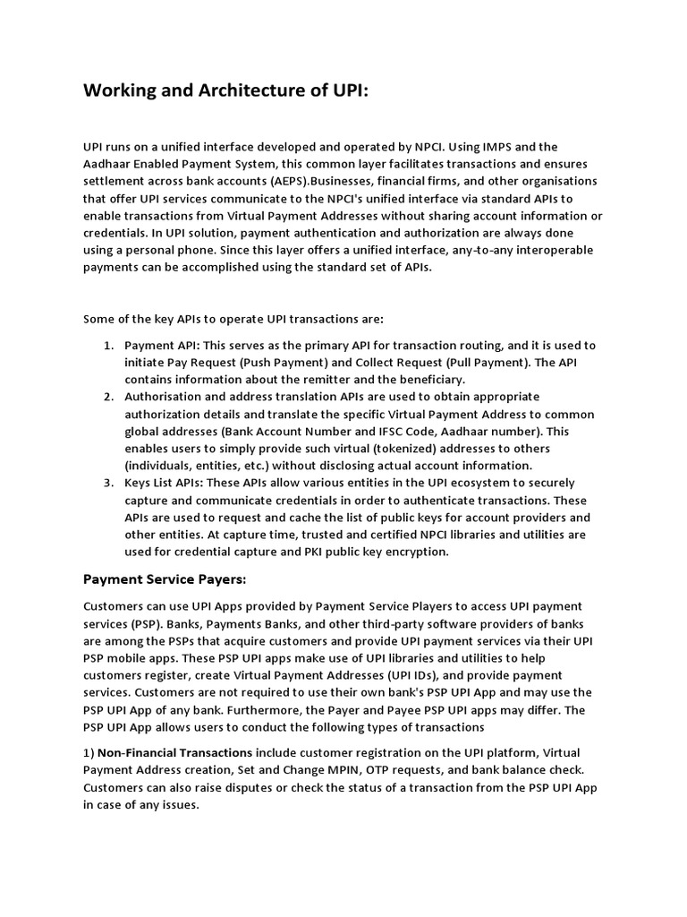UPI Architecture and Payment System Overview | PDF | Banking | Computing