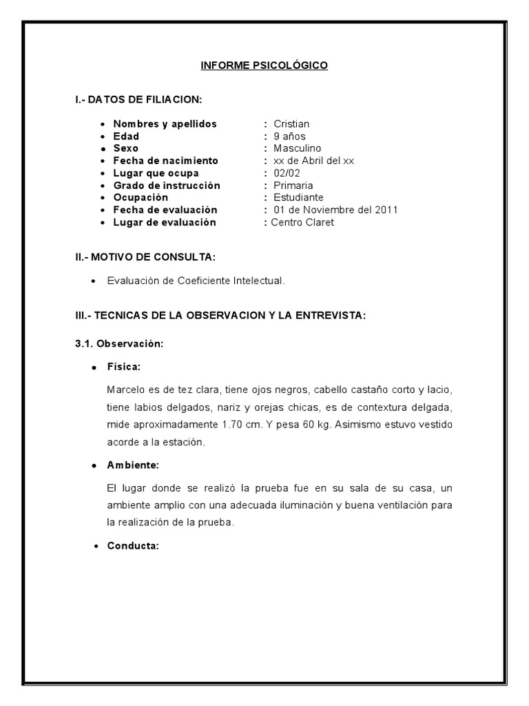 INFORME WAISS Cris | PDF | Cociente de inteligencia | Memoria