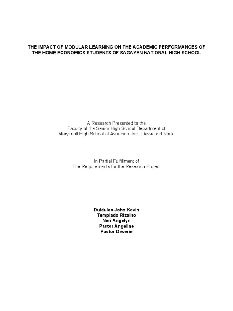 (Final) The Impact of Modular Learning On The Academic Performances of ...