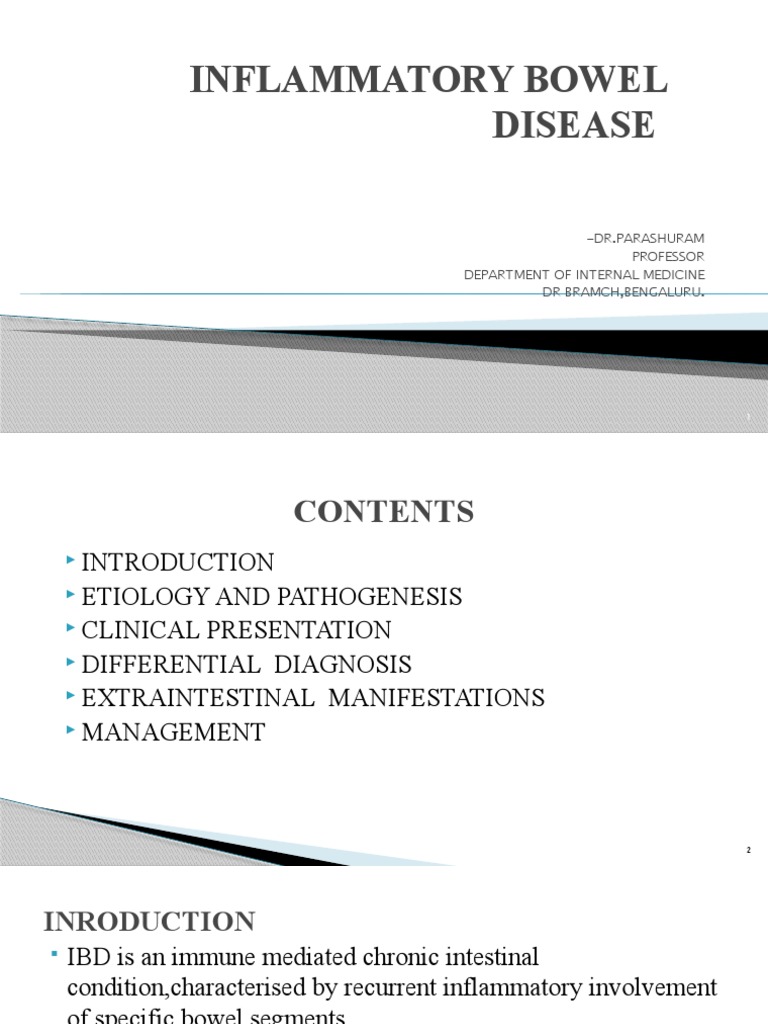 Inflammatory Bowel Disease Dr Parashuram Professor Department Of