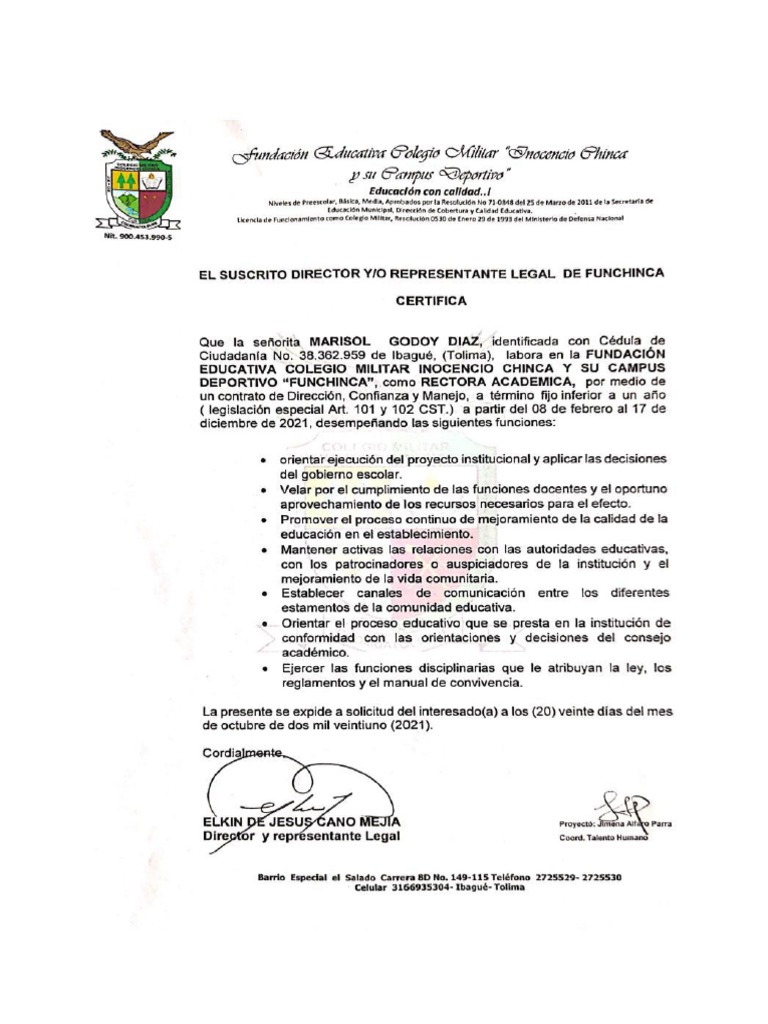 Ejemplo Certificacion Laboral | PDF