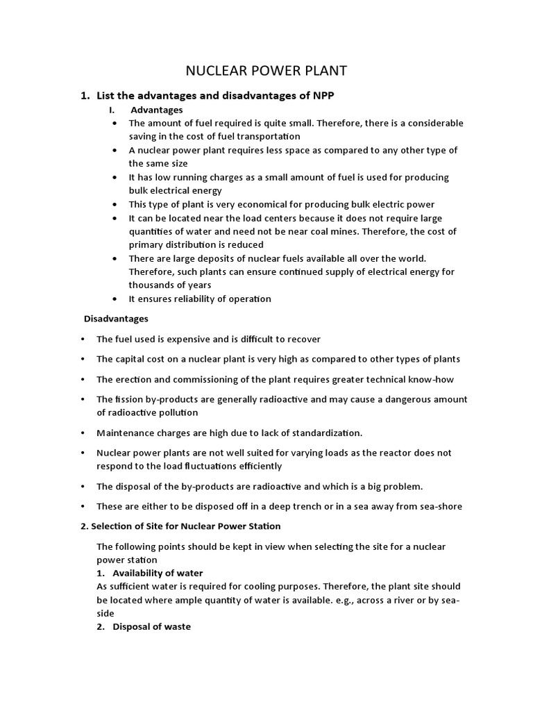 Nuclear Power Plant Notes | PDF