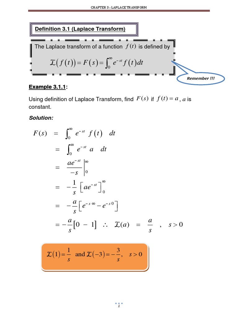 Lecture Note Chap 3 DE | PDF | Laplace Transform | Function (Mathematics)