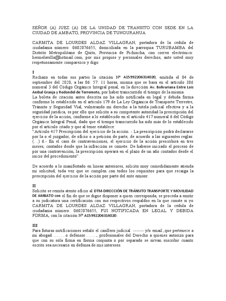 Modelo de Impugnacion de Foto Multa, Por Falta de Notificación.-1 | Descargar gratis PDF ...