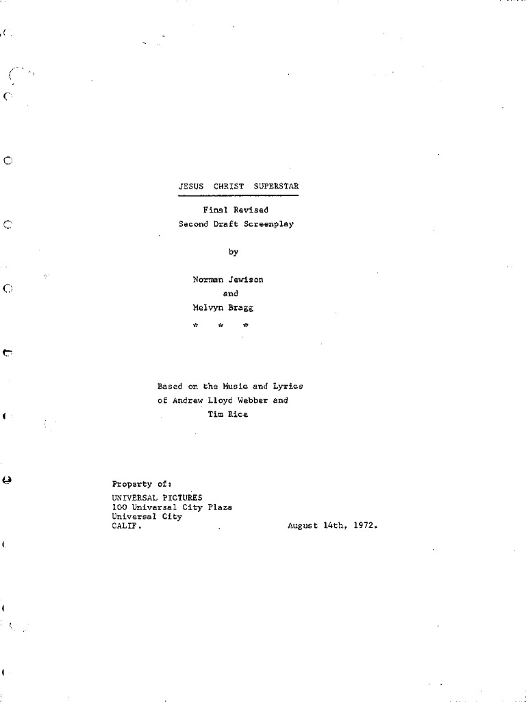 JesusChrist Superstar SCRIPT 8-14-1972 (Final Draft) | PDF