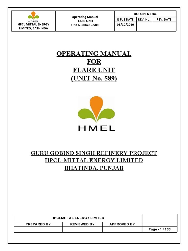 Flare Unit Operating Manual | PDF | Combustion | Steam