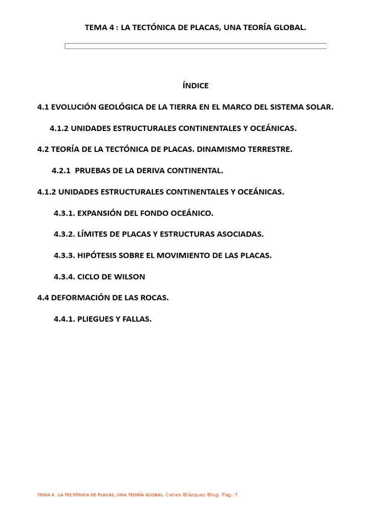 Tema 4 La Tectónica de Placas - Una Teoría Global. | PDF | Placas tectónicas | Falla (geología)