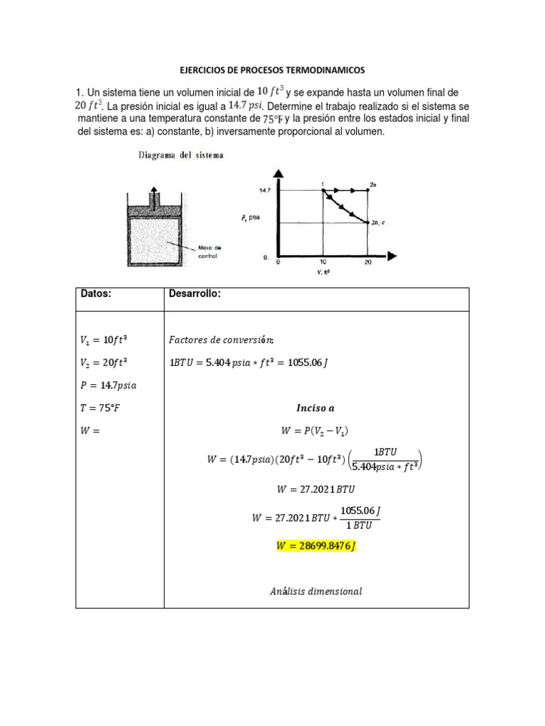 Ejercicios de Procesos Termodinamicos 66666 | PDF | Gases | Termodinámica