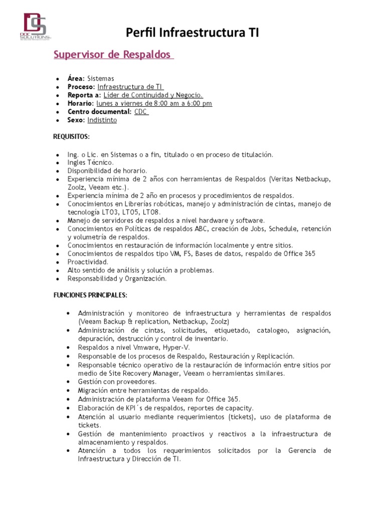 Perfil Respaldos | PDF | Servidor (Computación) | V Mware