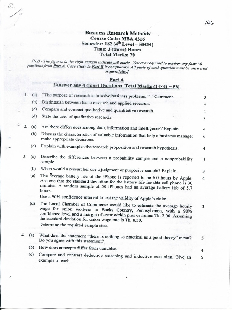 (MBA 4316) Business Research Methods | PDF