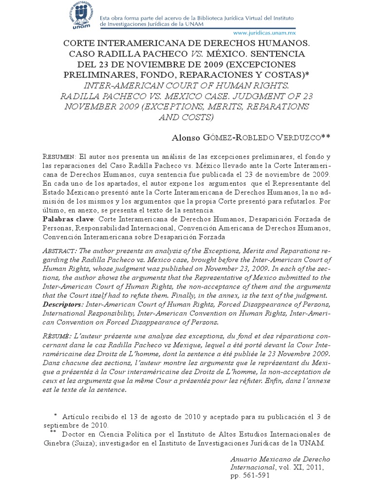 Análisis del Caso Radilla Pacheco vs. México | PDF | Convenio europeo ...
