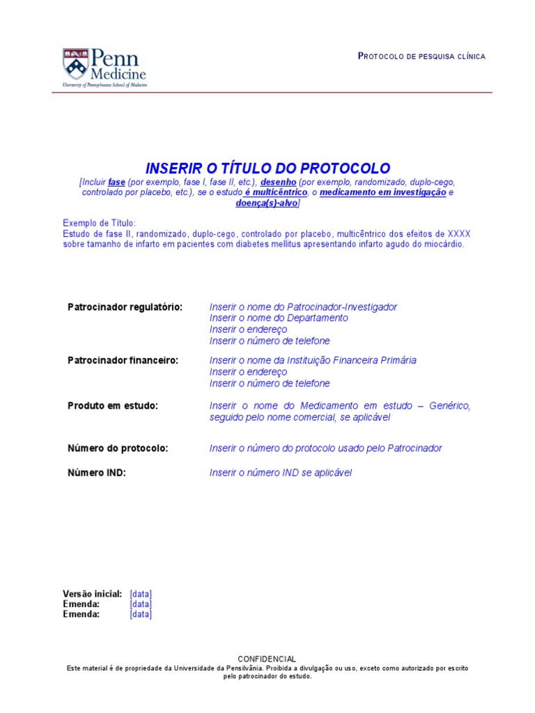 Modelo de Protocolo de Pesquisa Clinica | PDF | Teste clínico | Science