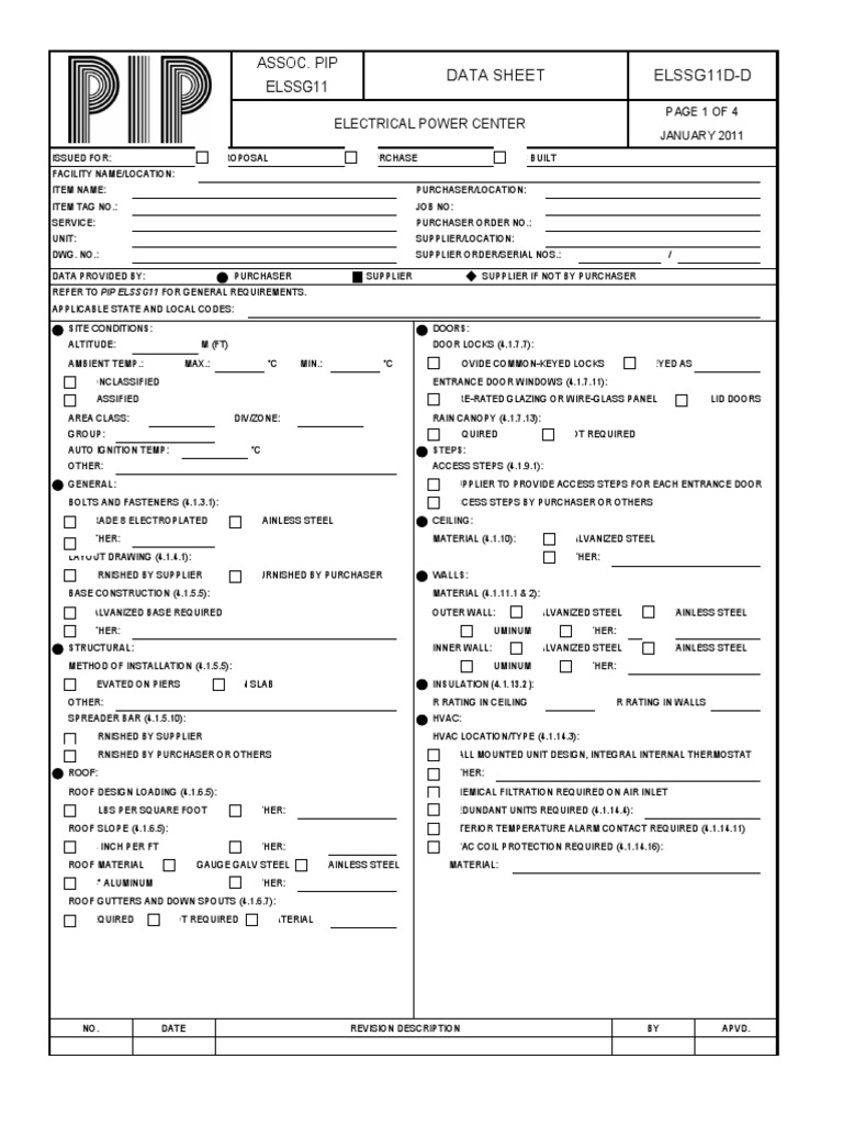 PIP ELSSG11D-2011 - Electrical Power Center | PDF | Electrical Wiring ...