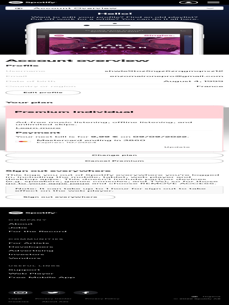 Account Overview - Spotify | PDF