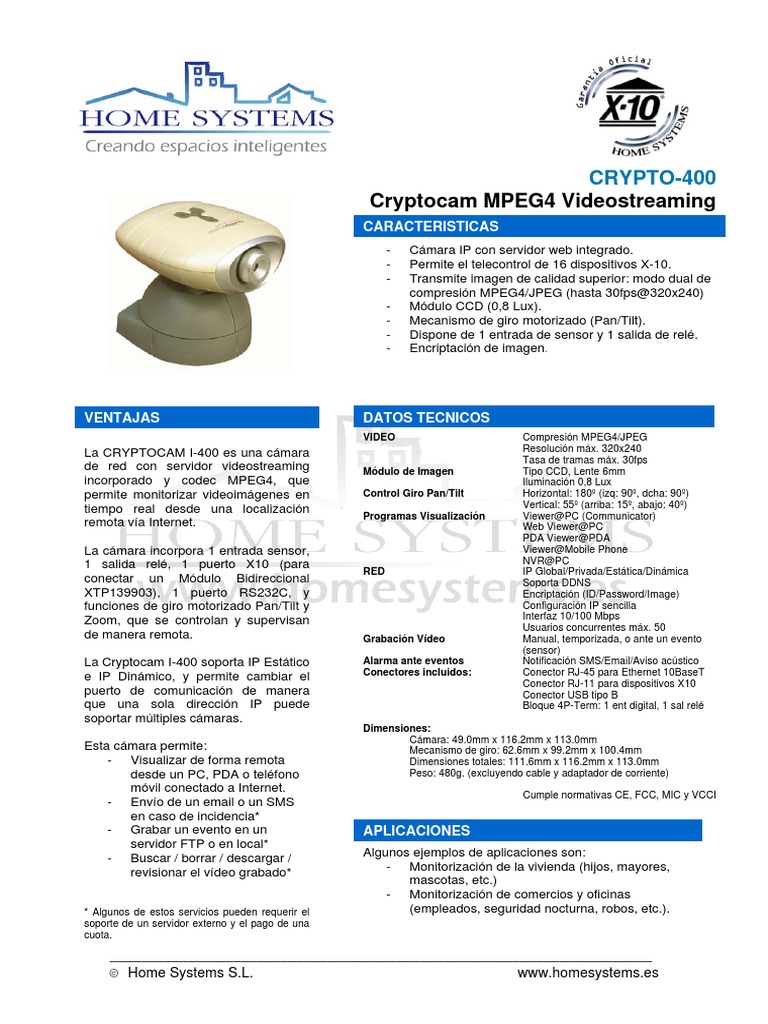 Cryptocam MPEG4 - CRYPTO-400 | PDF