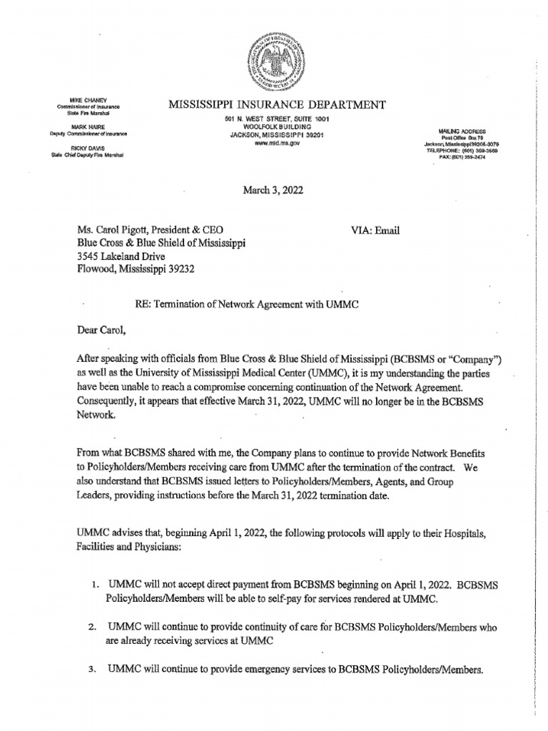 Chaney Bcbs Ummc Letter | PDF