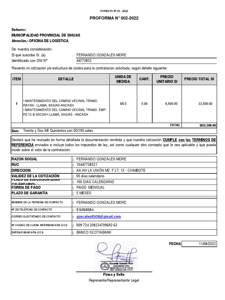 Formato Cotizacion Fgonzales | PDF