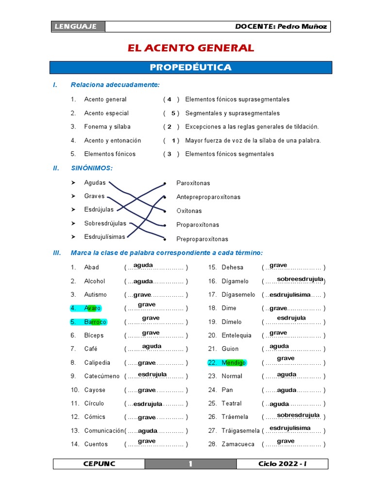 Clasificación de Palabras por Acento | PDF | Lingüística | Fonología
