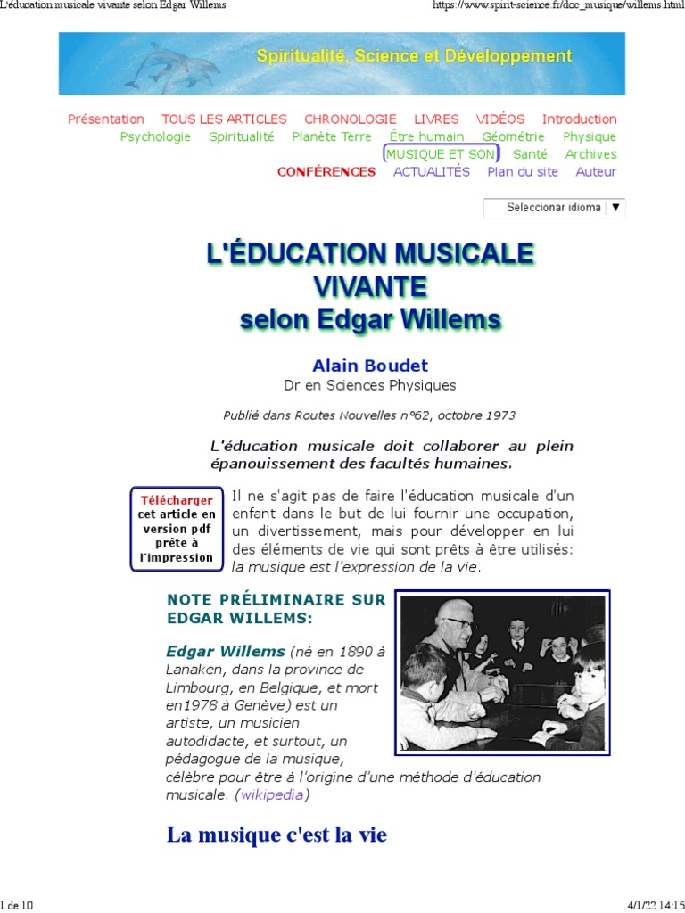 L'éducation Musicale Vivante Selon Edgar Willems | PDF | Gamme musicale ...