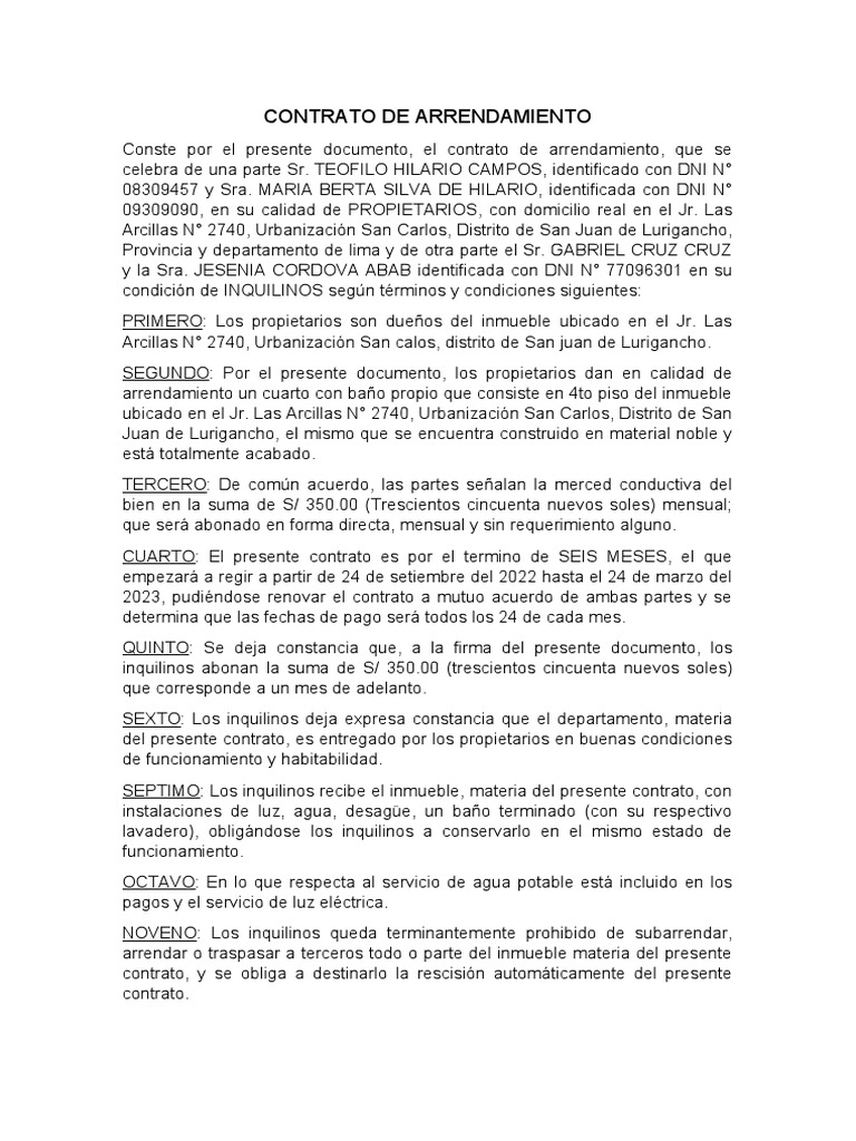 Contrato de Arre | PDF