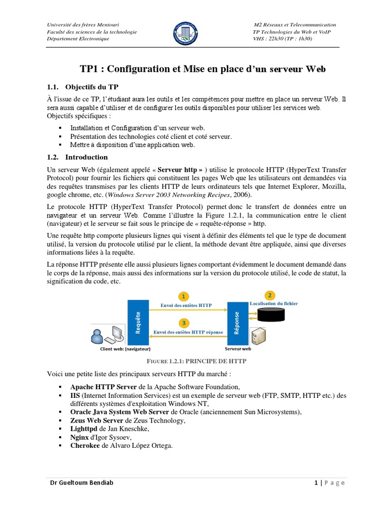 TP1 Configuration Et Mise en Place S'un Serveur Web | PDF | Internet | Internet et Web