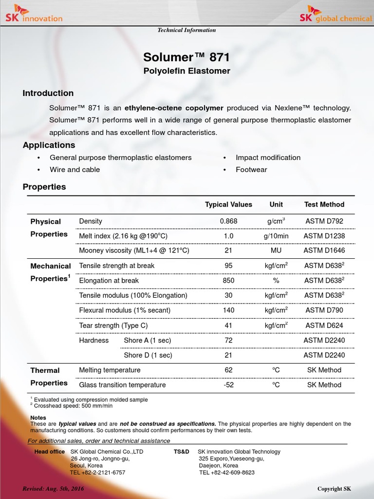 Technical Datasheet - Solumer 871 - Eng | PDF | Thermoplastic | Amorphous Solid