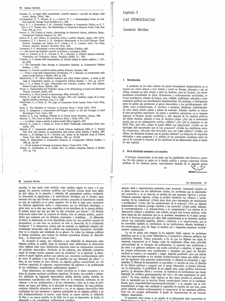 Morlino - 1991 - Las Democracias. en Pasquino y Otros. Manual de ...