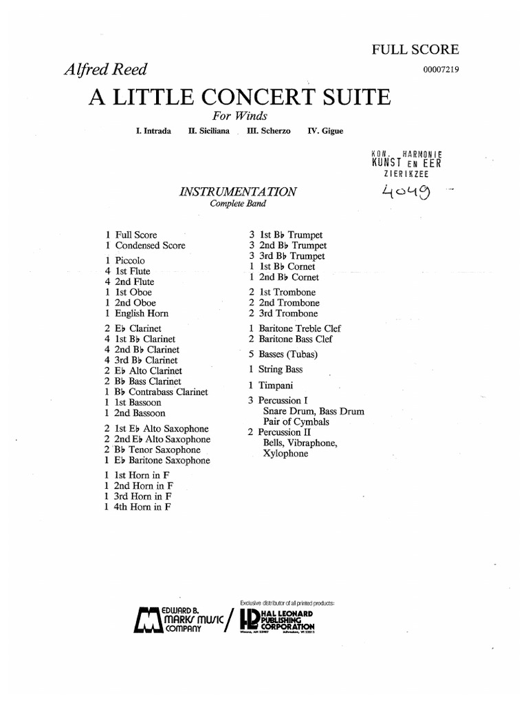 A Little Concert Suite - Alfred Reed - Partitura | PDF
