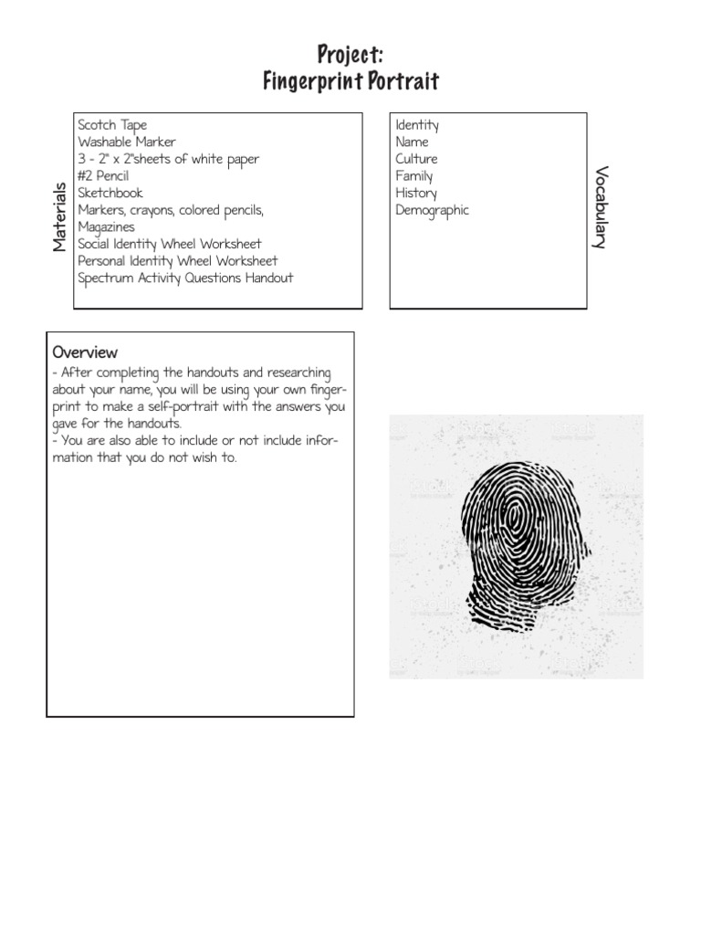 Fingerprint Portrait Project Handout | PDF | Fingerprint