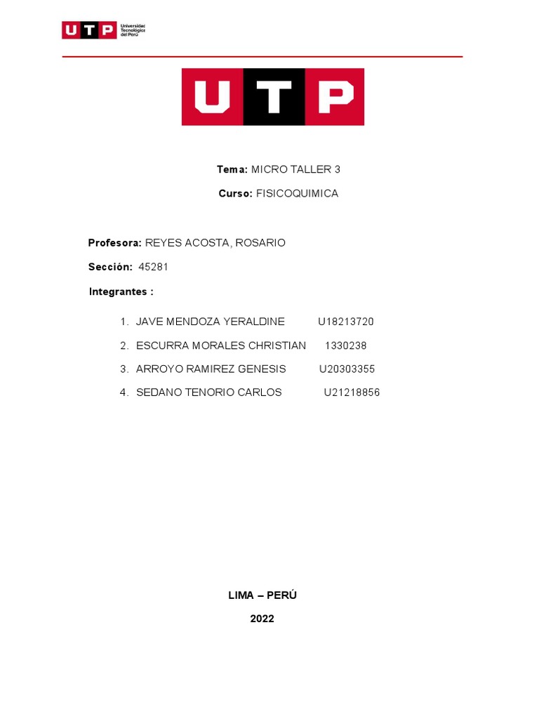 Micro taller 3: Problemas de termodinámica química y presión osmótica | PDF