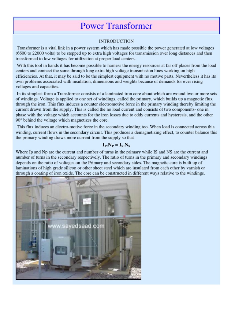 Power Transformer Basic Design | PDF | Transformer | Relay