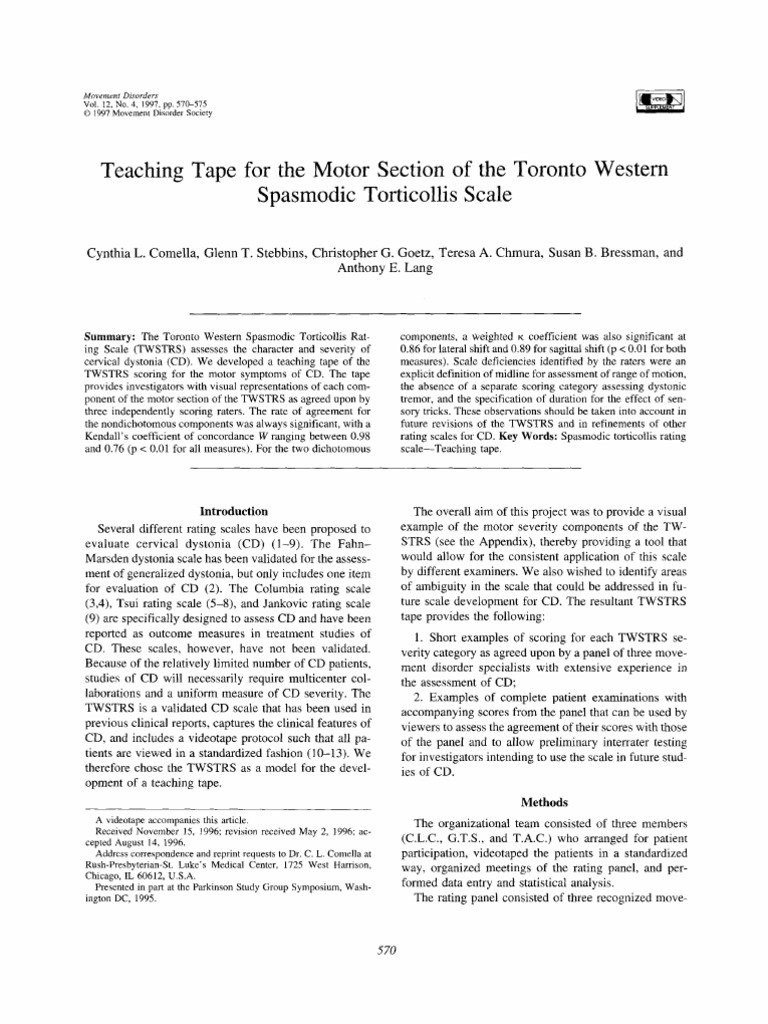 Twstrs | PDF | Dystonia | Neurological Disorders