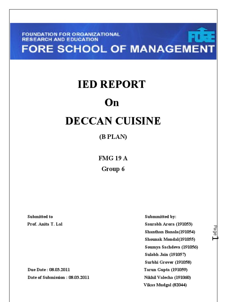 IED Report | Restaurants | Chef