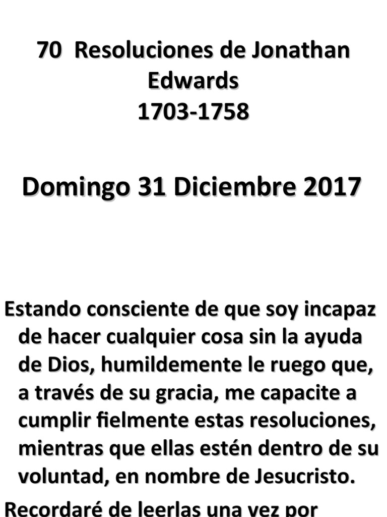 70 Resoluciones de Jonathan Edwards | PDF | Dios | Amor