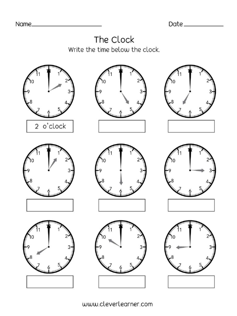 Telling Time - On The Hour Activity Sheet 1d | PDF