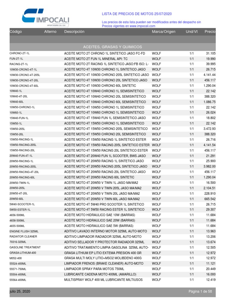 Importadora Cali | PDF | Motociclismo | Vehículo de motor