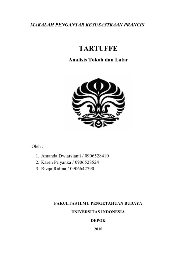 Analisis Tokoh Dan Latar Dalam Drama Tartuffe Karya Molière | PDF | Seni | Fiksi Misteri ...