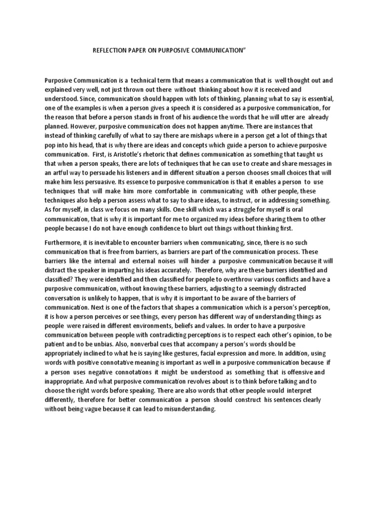 Reflection Paper On Purposive Communication | PDF | Communication ...