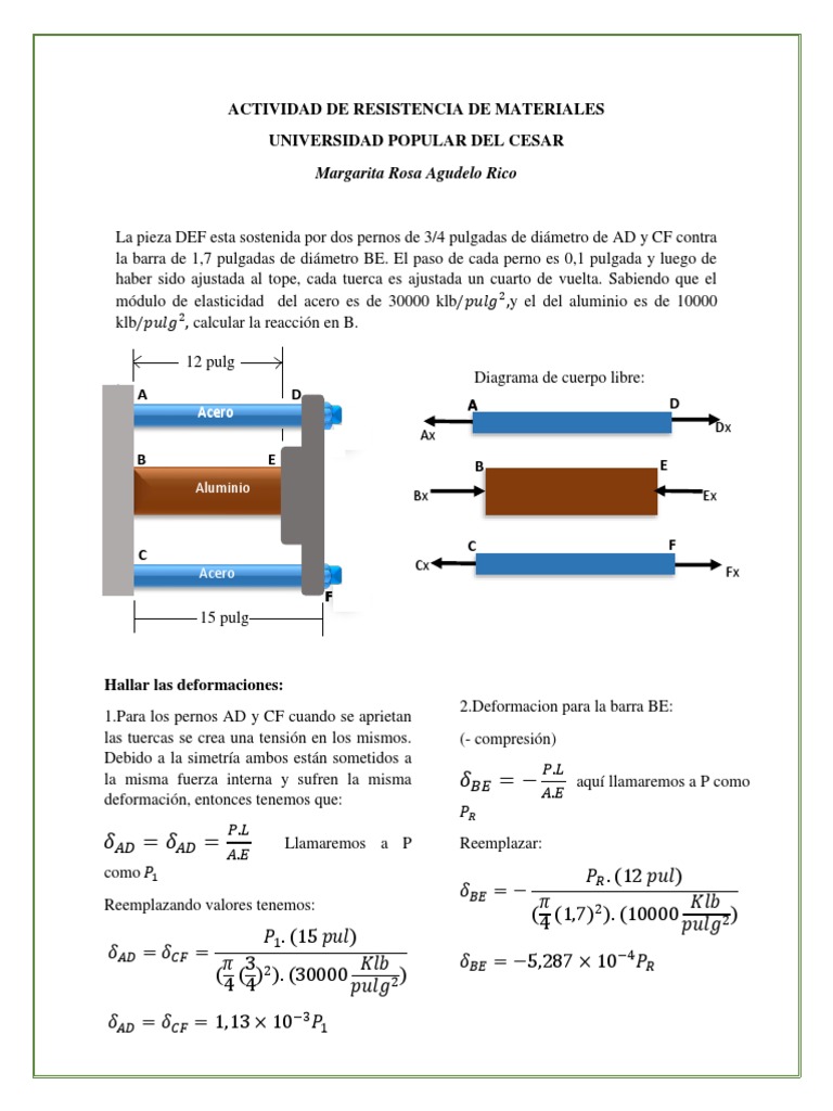 RESISTENCIA DE MATERIALES (Deformacion y Reaccion) | PDF | Mecanica clasica | Mecánica de Medios ...