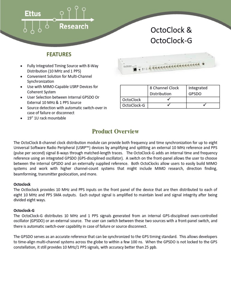 Octoclock Spec Sheet | PDF | Mimo | Radio