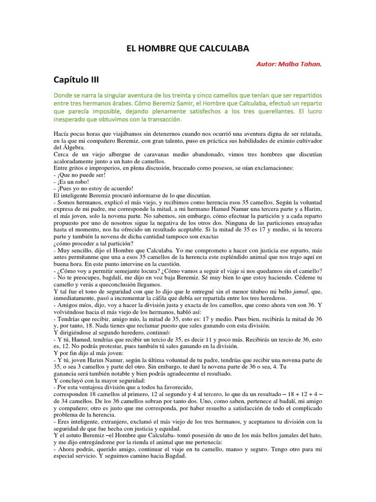 EL HOMBRE QUE CALCULABA - Cap. 3 | PDF