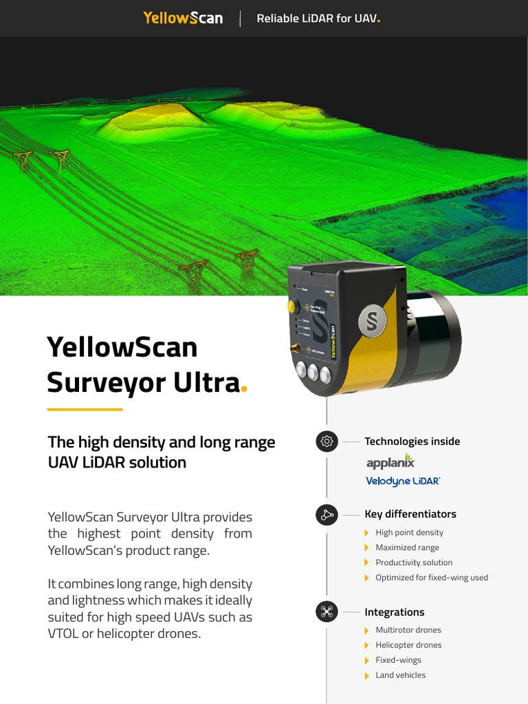 Datasheet YellowScan Surveyor Ultra | PDF | Lidar | Unmanned Aerial Vehicle