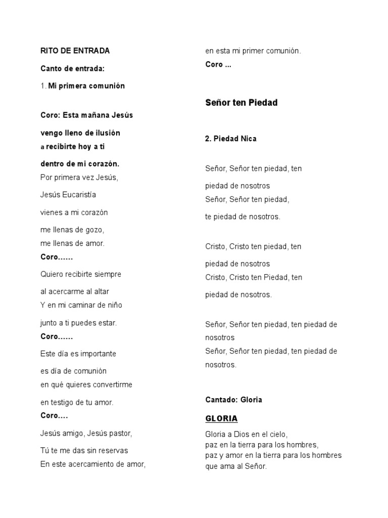 Misa 1ra Comunión - Asunción | PDF | eucaristía | orador del Señor