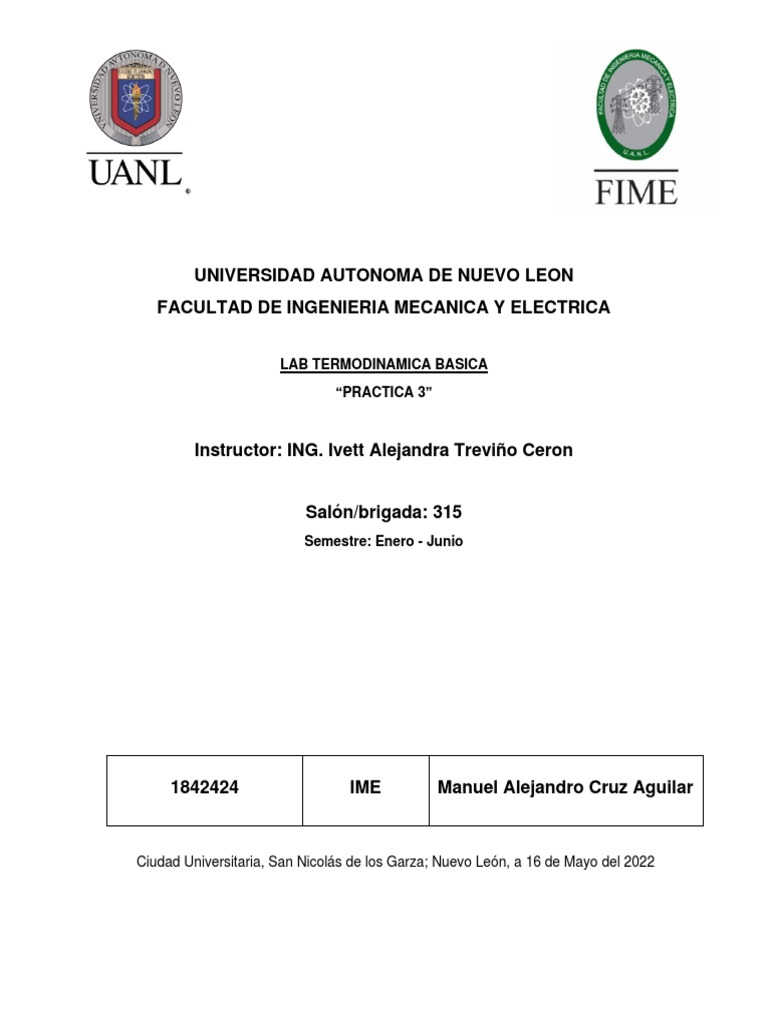 Practica 3 Lab de Termo Basica | PDF