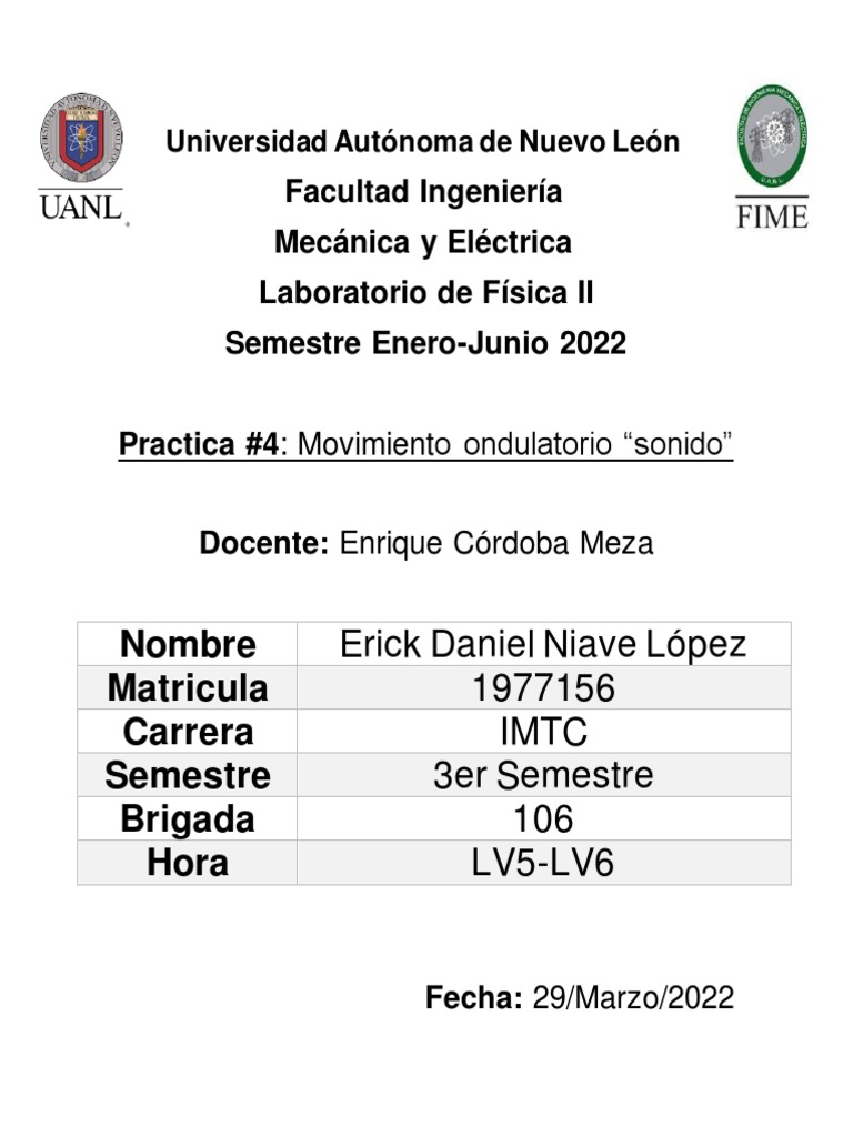Practica 4 Laboratorio de Fisica 2 | PDF | Sonido | Olas