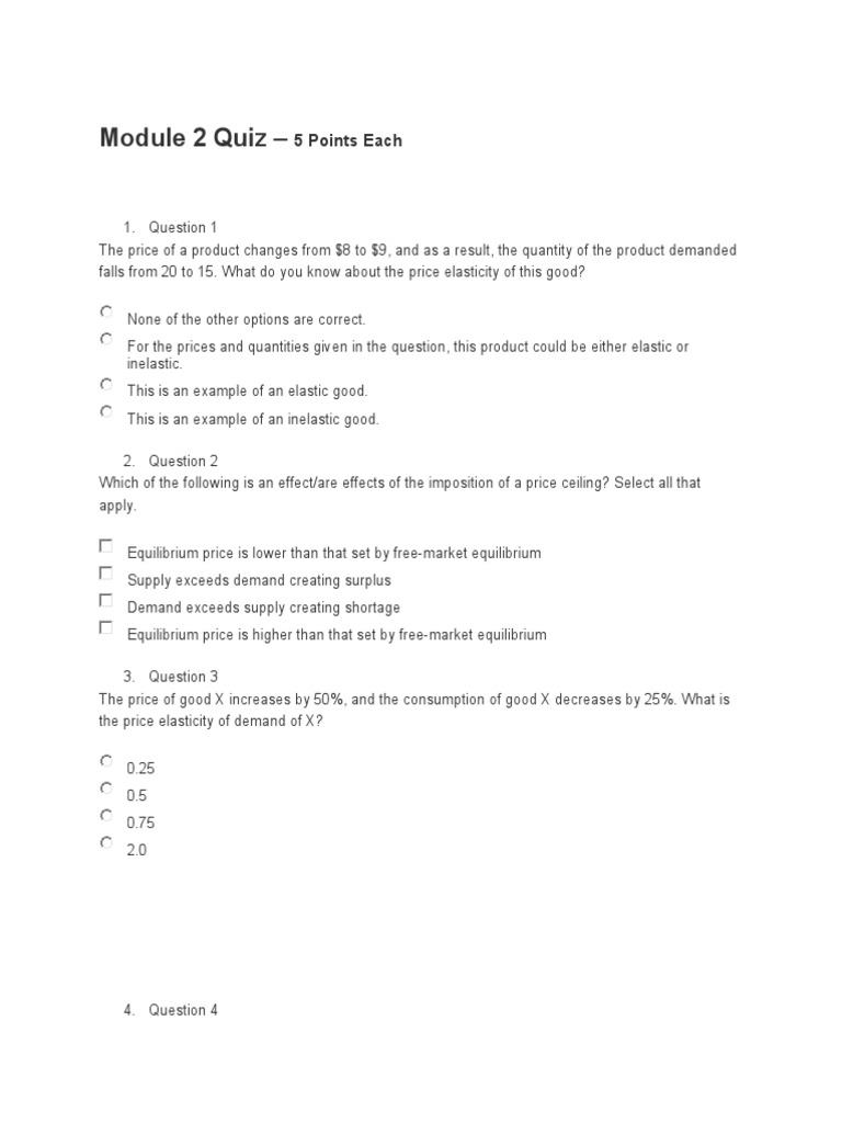 Module 2 Quiz | PDF | Supply And Demand | Economic Equilibrium
