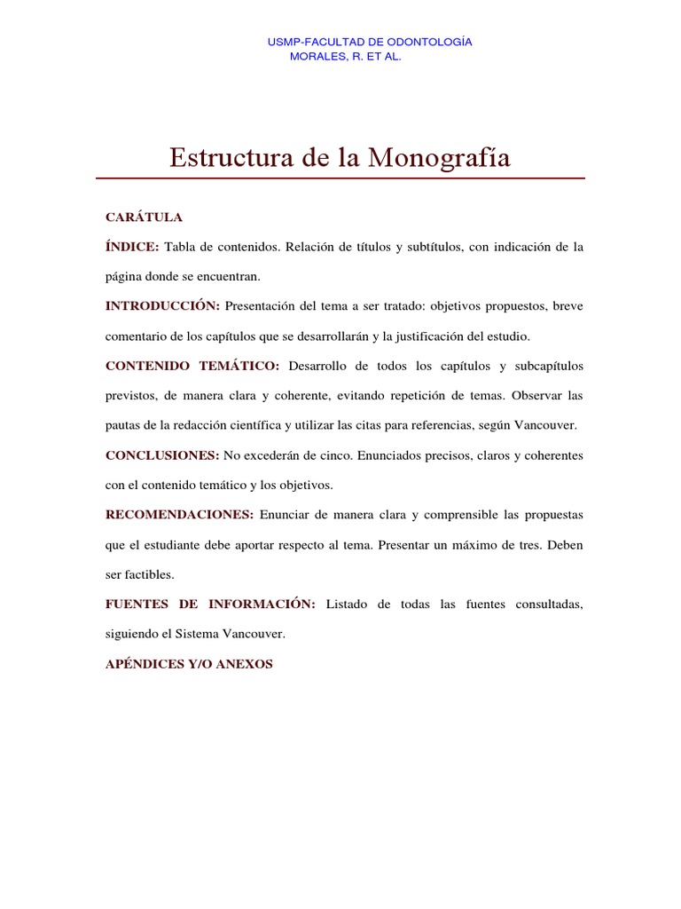 La Monografia - EJEMPLO DE ESTRUCTURA | PDF | Especialidades Medicas | Medicina CLINICA