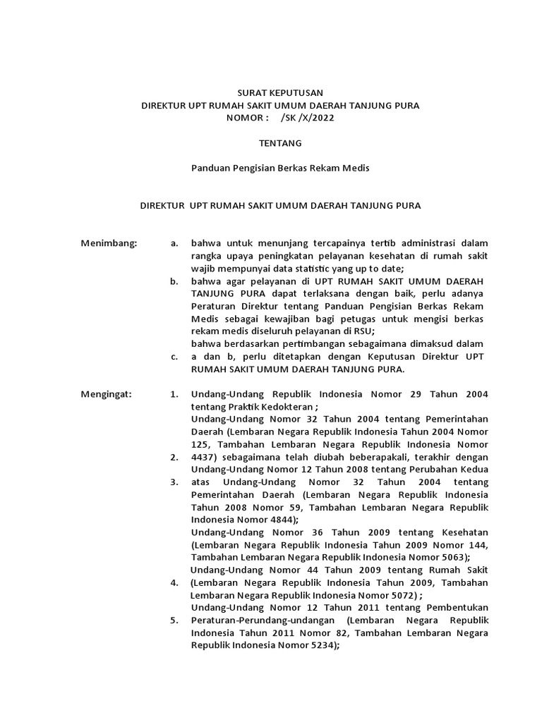 Panduan Pengisian Berkas RM | PDF