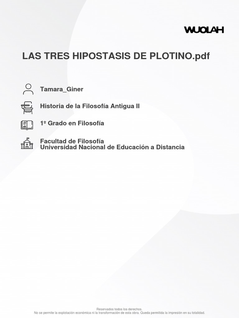 wuolah-free-LAS TRES HIPOSTASIS DE PLOTINO | PDF | Teoría de sustancias ...