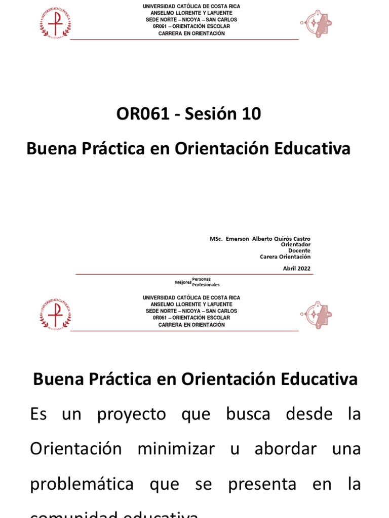 Buena Práctica en Orientación Escolar | PDF